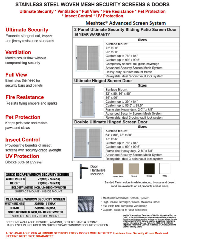 2 Panel Ultimate Security Sliding Screen Door – Alumaline